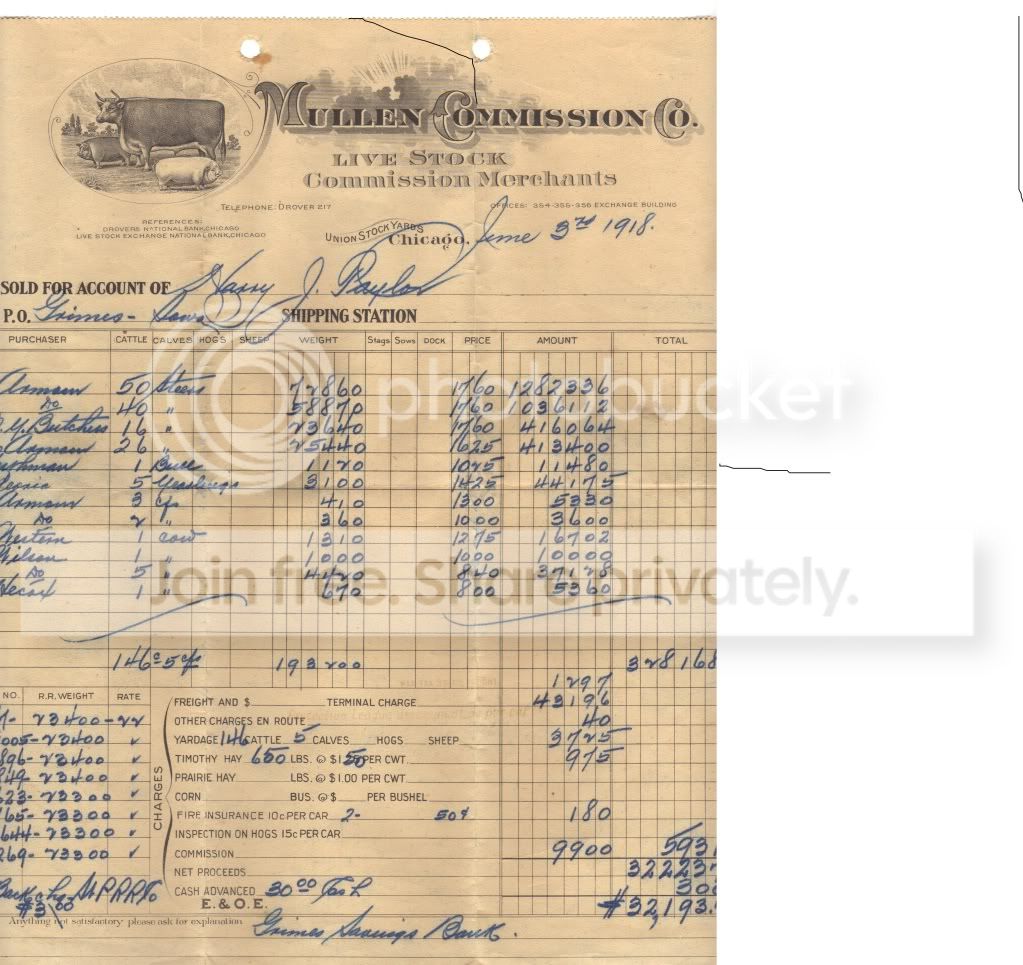 1918 cattle receipt | Ranchers.net